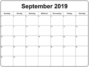 Kalender September 2019 Bearbeitbare Bilder | Nosovia.com