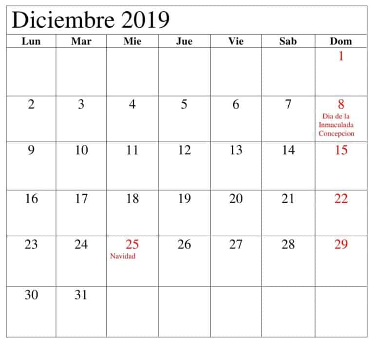 Calendario Diciembre 2019 Argentina Planificador | Nosovia.com
