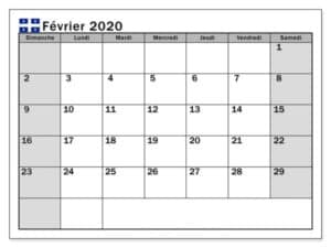 Calendrier Février 2020 À Imprimer Gratuit | Nosovia.com