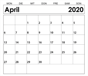 Kalender April 2020 Deutschland | Nosovia.com