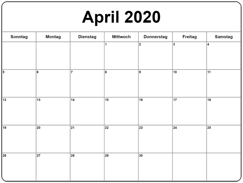 Kalender April 2020 Deutschland | Nosovia.com