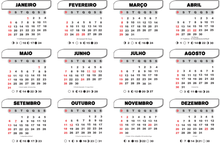 Grátis Calendário 2020 Com Datas De Feriados Nacionais | Nosovia.com
