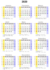 Grátis Calendário 2020 Com Datas De Feriados Nacionais | Nosovia.com