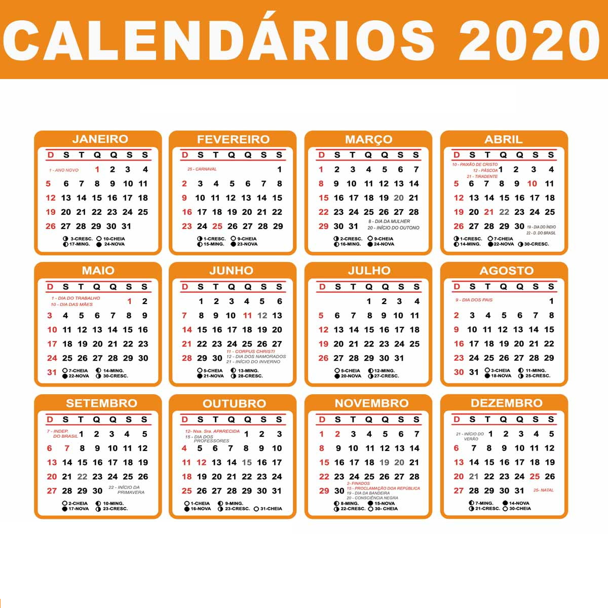Grátis Calendário 2020 Com Datas De Feriados Nacionais | Nosovia.com