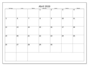 Calendario Abril 2020 Para Imprimir Gratis | Nosovia.com