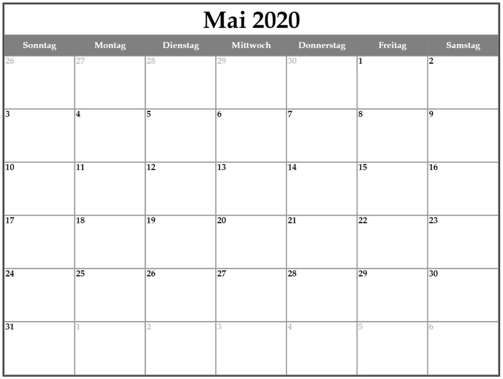 Kalender Mai 2020 Deutschland | Nosovia.com