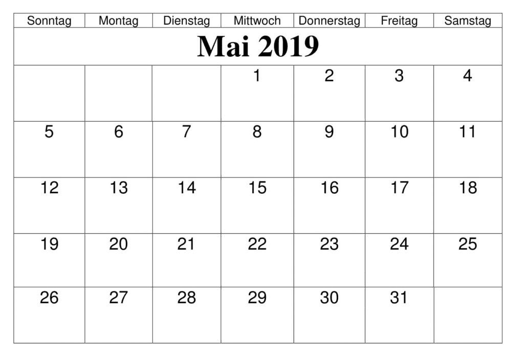 Kalender Mai 2020 Mit Feiertagen Frei | Nosovia.com