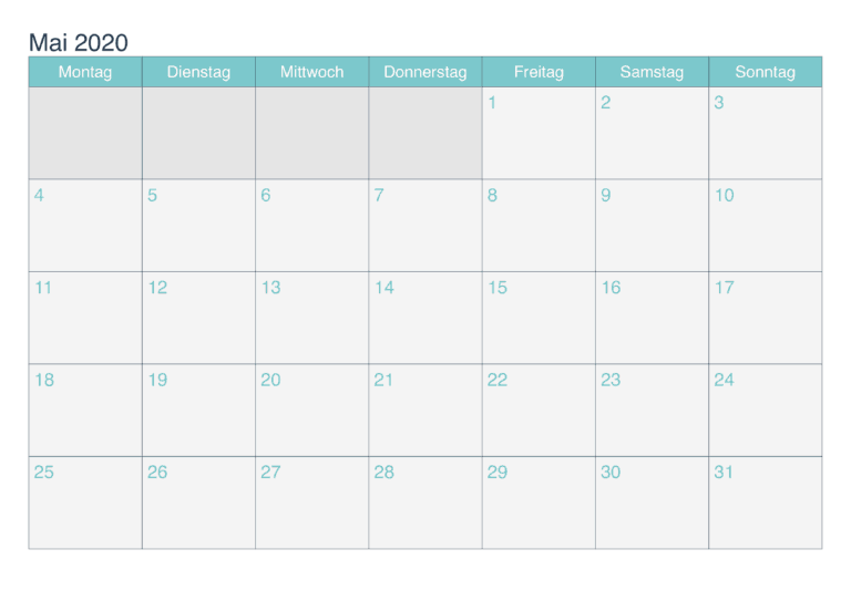 Kalender Mai 2020 Mit Feiertagen Frei | Nosovia.com