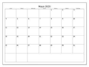 Calendario Mayo 2020 Para Imprimir PDF | Nosovia.com