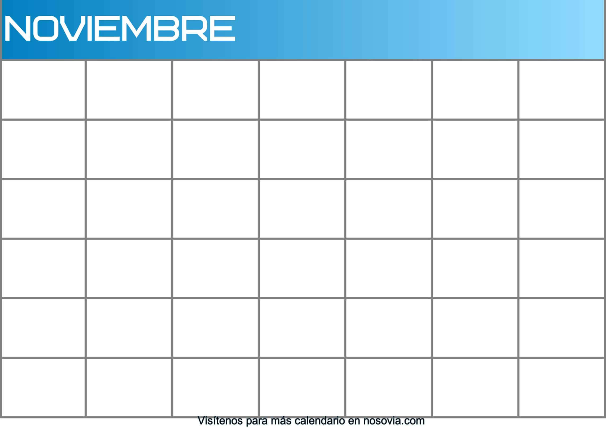 Calendario noviembre 2020 en blanco para imprimir gratis | Nosovia.com